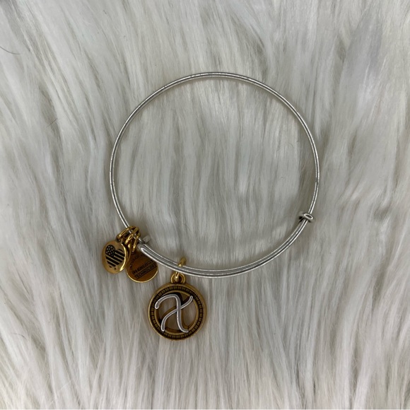 Alex and Ani | Jewelry | Alex And Ani Rafaelian Silver And Gold Two Tone Initial Monogram X ...